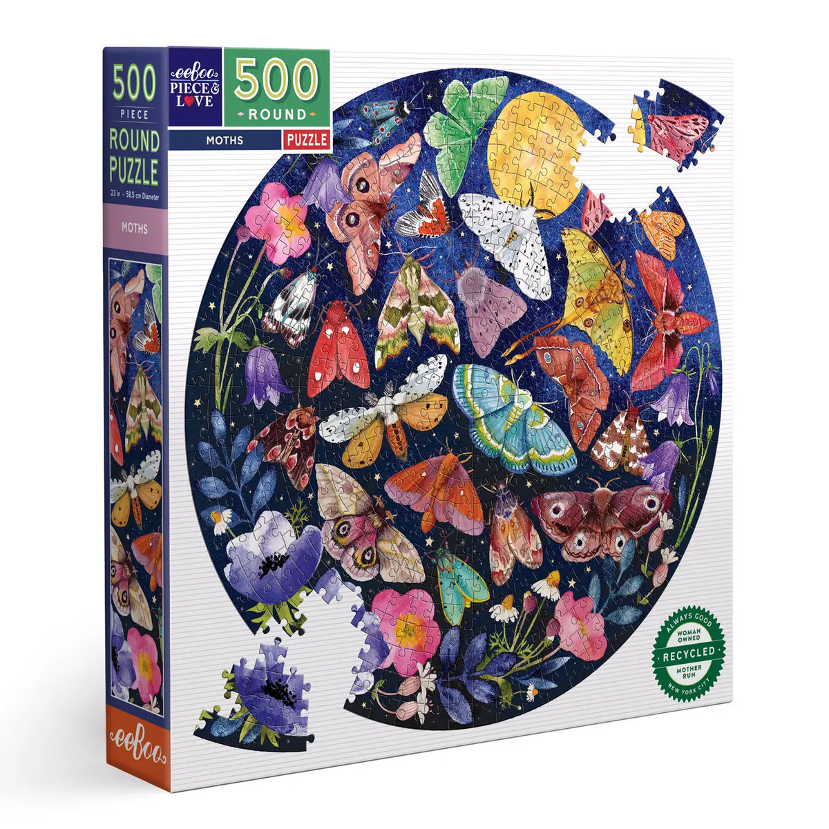 500 Piece Moths Round Adult Jigsaw Puzzle – Heartshake Studios